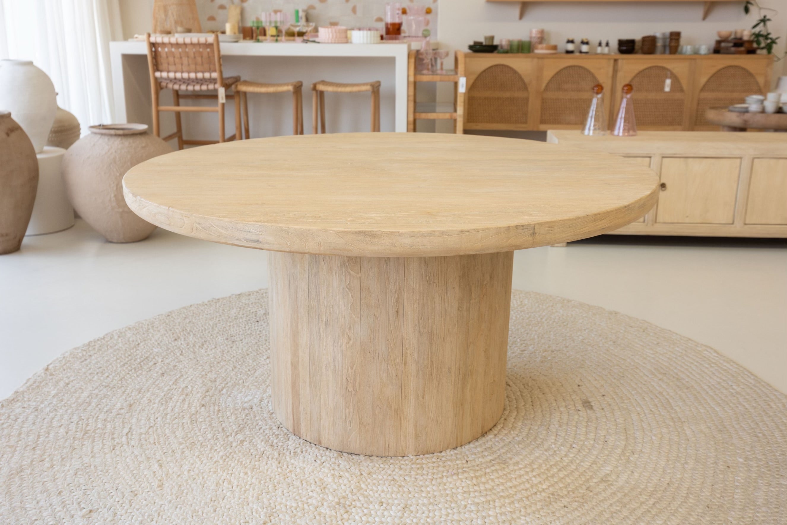 ELM WOOD DINING TABLE - ROUNDED BASE – HELLO TRADER